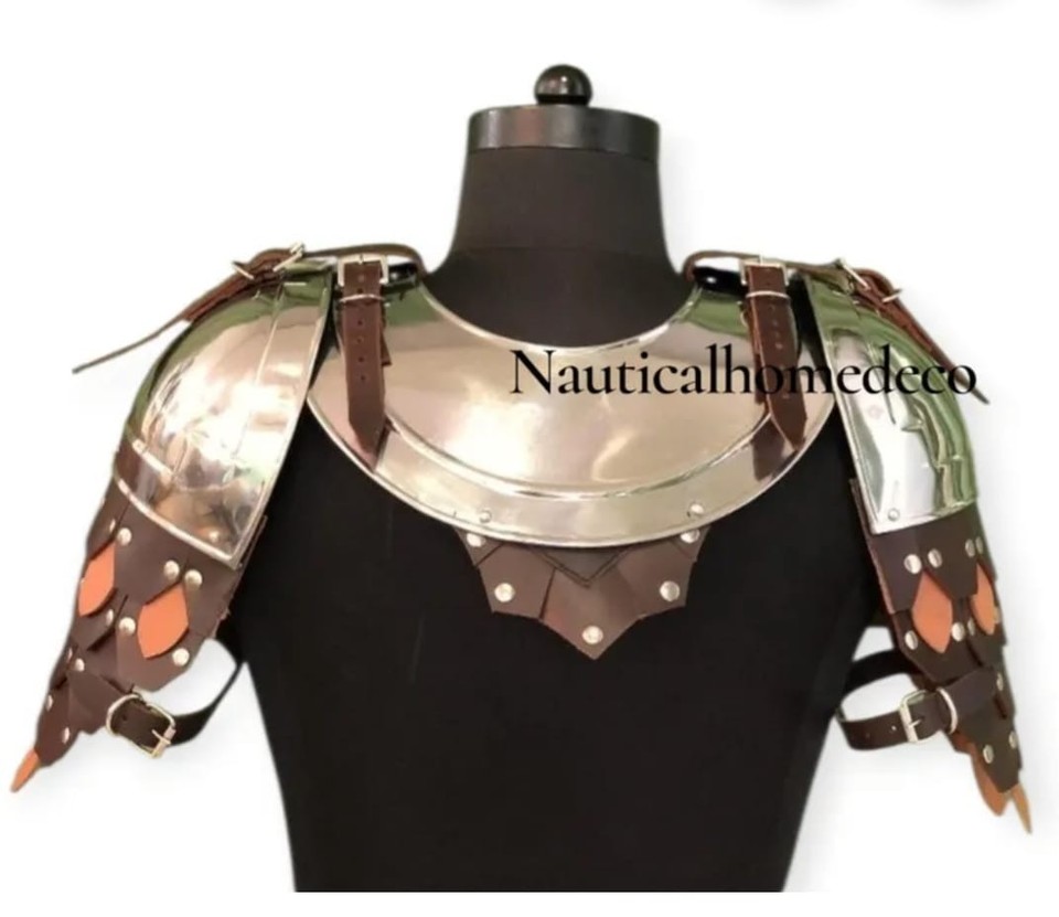 Medieval Gothic Warrior Armor Gorget with Pauldrons Roman Cuirass ...