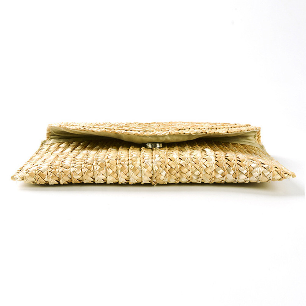 Wheat Straw Woven Clutch Handmade Lady Wallet Casual Purse Bag Envelope ...
