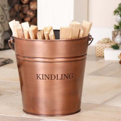 17 Litre Fireplace Kindling Bucket Coal Log Burning Fireside Storage ...