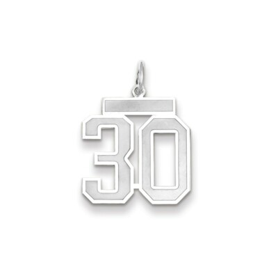 14k 14kt White Gold Medium Satin Number 30 Charm PENDANT | eBay