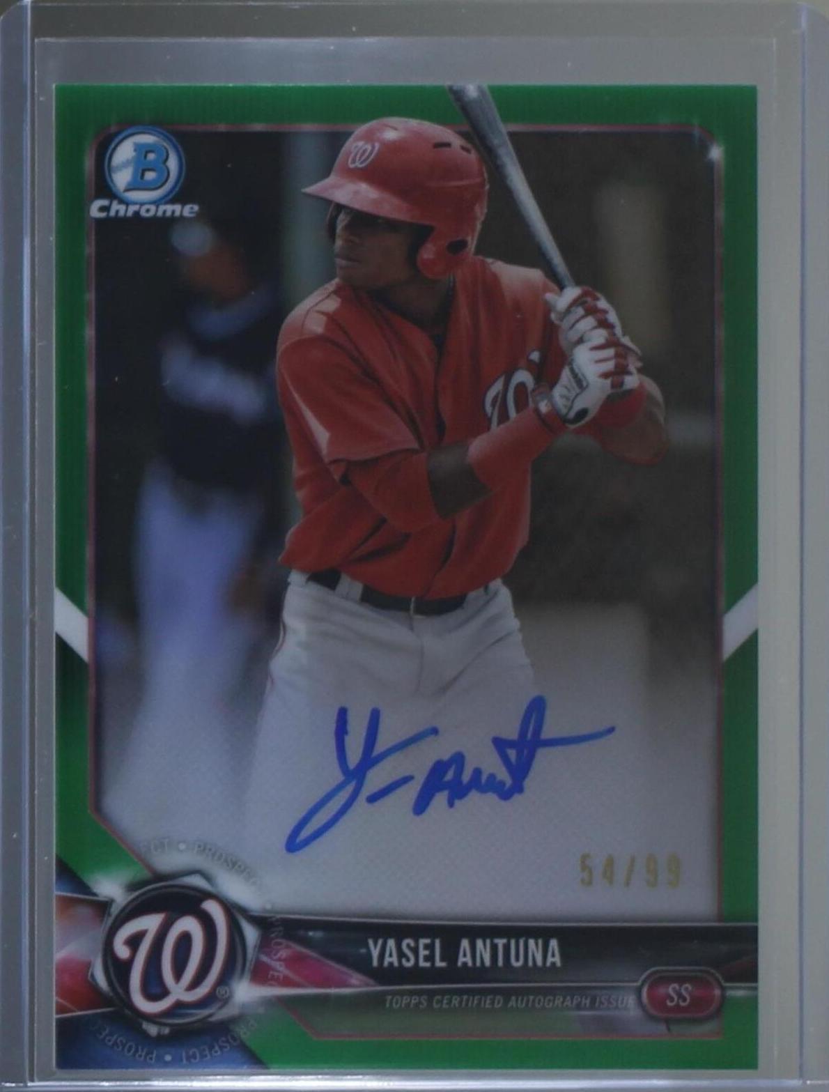 2018 Bowman Chrome - Prospect Autographs Yasel Antuna #BCPA-YA Green ...