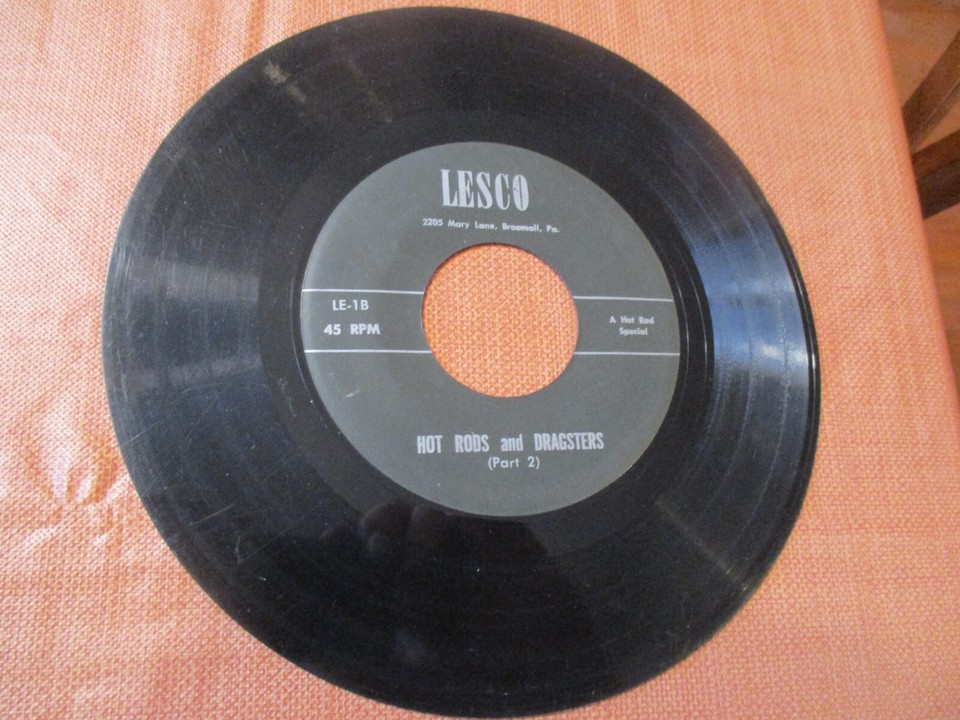 Hot Rods and Dragsters/Rare 45 rpm record/Lesco label LE-1/Very Good | eBay