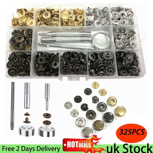 Heavy Duty Snap Fasteners Press Studs Kit +Poppers Leather Button Tool ...