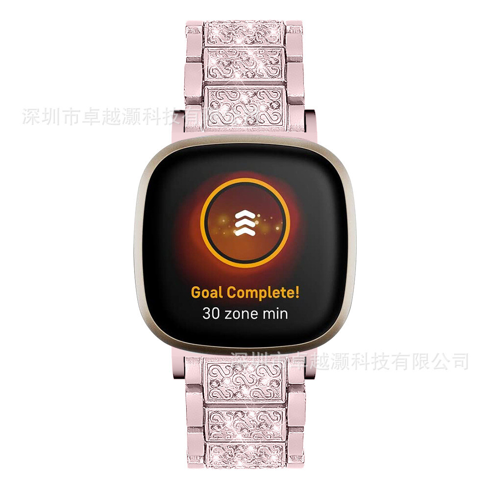 For Fitbit Versa 4 / Sense 2 Diamond Wrist Watch Band Bling Metal Strap ...
