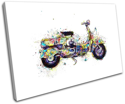 Moped Scooter Colourful Vintage SINGLE CANVAS WALL ART Picture Print | eBay