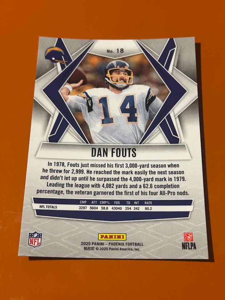 2025 Panini Phoenix - Dan Fouts #18 Winter Silver Parallel San Diego ...