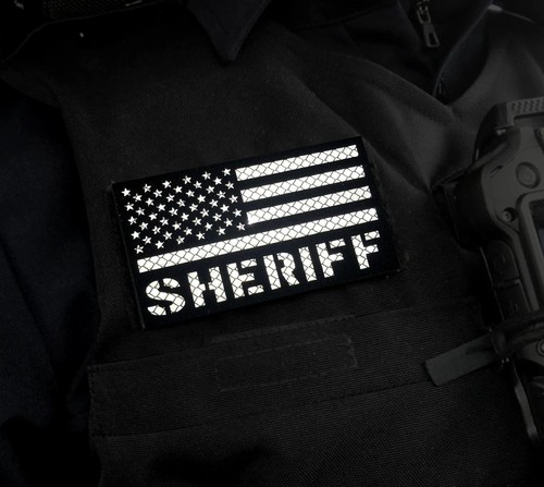 Reflective Sheriff Us Flag Patch Set 2 Pack 2X3.5 Inch Tactical Hook ...