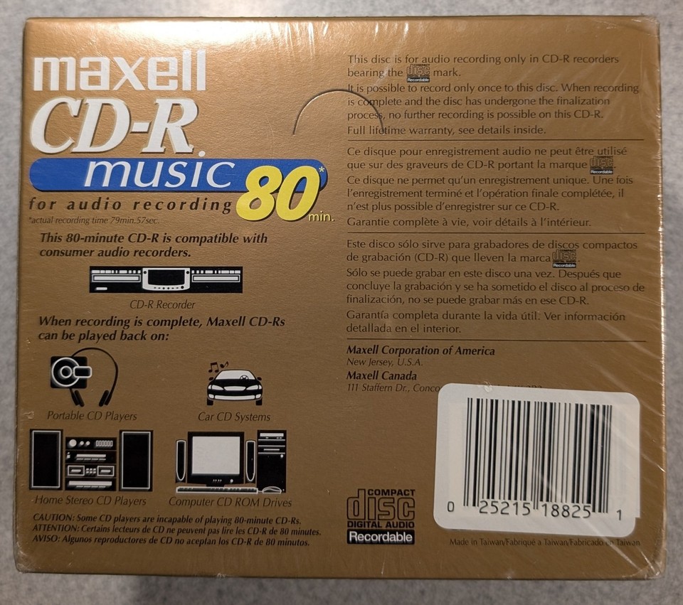 MAXELL CD-R Compact Discs Audio Recordable 80 Minute 10 PACK -NEW | eBay
