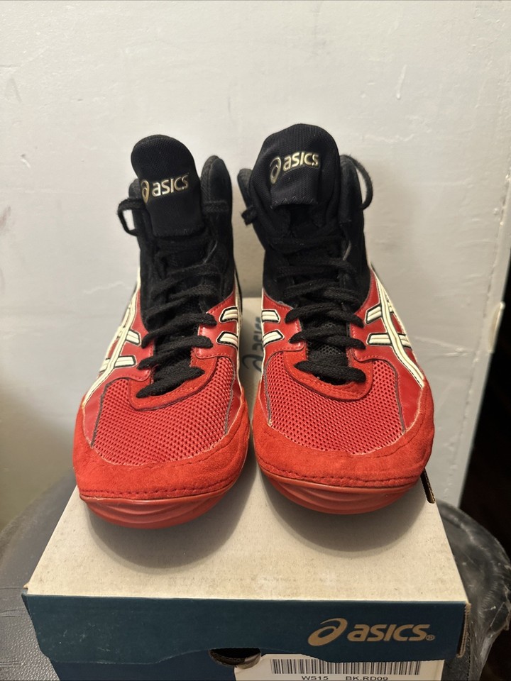 Asics Cael Sanderson 4.0 Wrestling Shoes Black/White/Red Sz 9 New | eBay