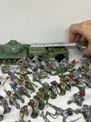 Lot 62 Vintage Army Soldiers Men Marx Tim-Mee Tank Jeep Painted Mixed ...