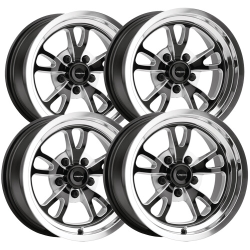 (4) Vision 149 Patriot 15x4 5x5" -19 Black/Milled/Polished Wheels Rims ...