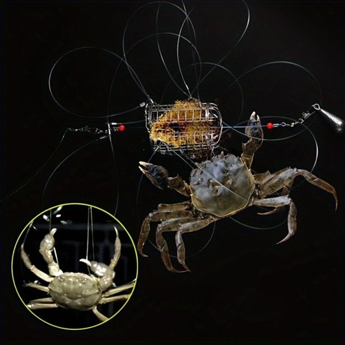 8 Rings Crab Trap Nylon Thread Lure Trap Crab Lobster Shrimp Crayfish ...
