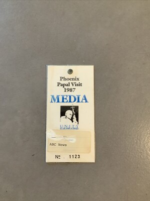 RARE 1987 Papal (POPE) Visit Phoenix AZ ABC NEWS PRESS Credential #202 ...