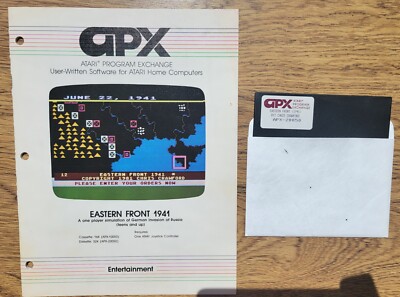 Atari 400/800 Eastern Front 1941 Original APX Booklet and Diskette ...
