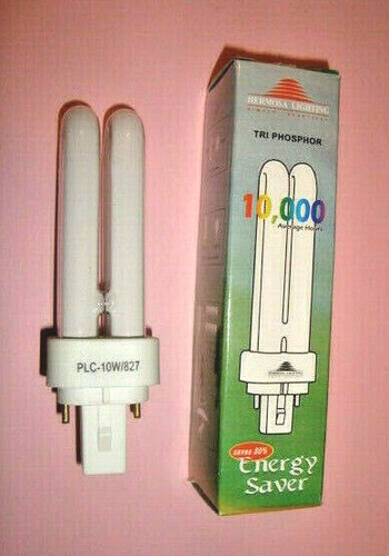 PLC 10 watt/ 827 G24d-1 base (2 pin) fluorescent bulb 2700K Warm White ...
