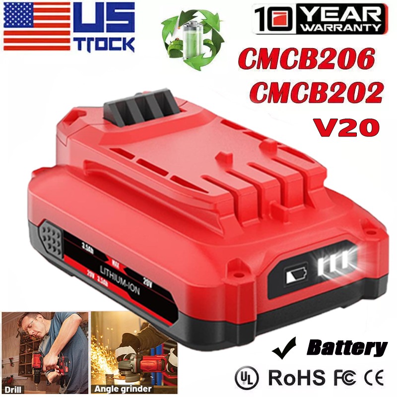 8.0Ah For Craftsman V20 20 Volt MAX Lithium Battery CMCB204 CMCB202 ...