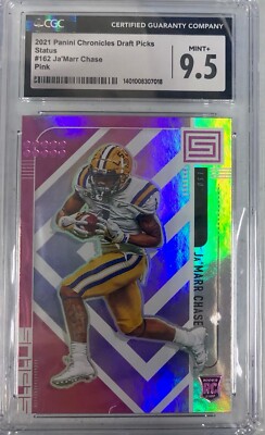 JA'MARR CHASE 2021 PANINI CHRONICLES STATUS PINK ROOKIE CGC 9.5 MINT+🏈🏈 ...