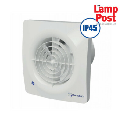 Monsoon MONS100T 100mm 4" Bathroom Zone 1 IP45 Silence Extractor Fan ...