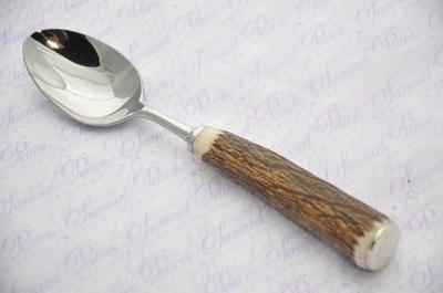 1 Fantastic Genuine Stag/Antler Handle Dessert Spoon Made In Sheffield ...