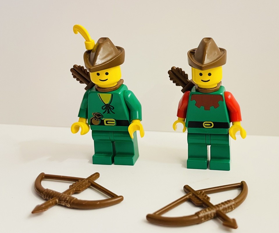 LEGO Vintage Castle Forest Men MiniFigures Red Top Brown Hat Plume 6066 ...