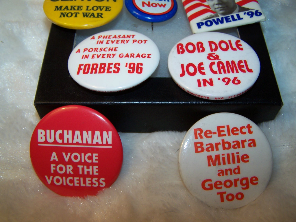 (9) Collectible Political Pins 1992, 1996 Presidential Candidates ...