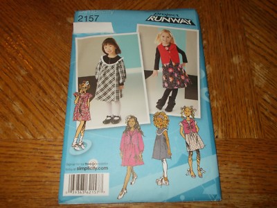 Simplicity Pattern 2157 Girls PROJECT RUNWAY Dress~Jumper~Vest w ...