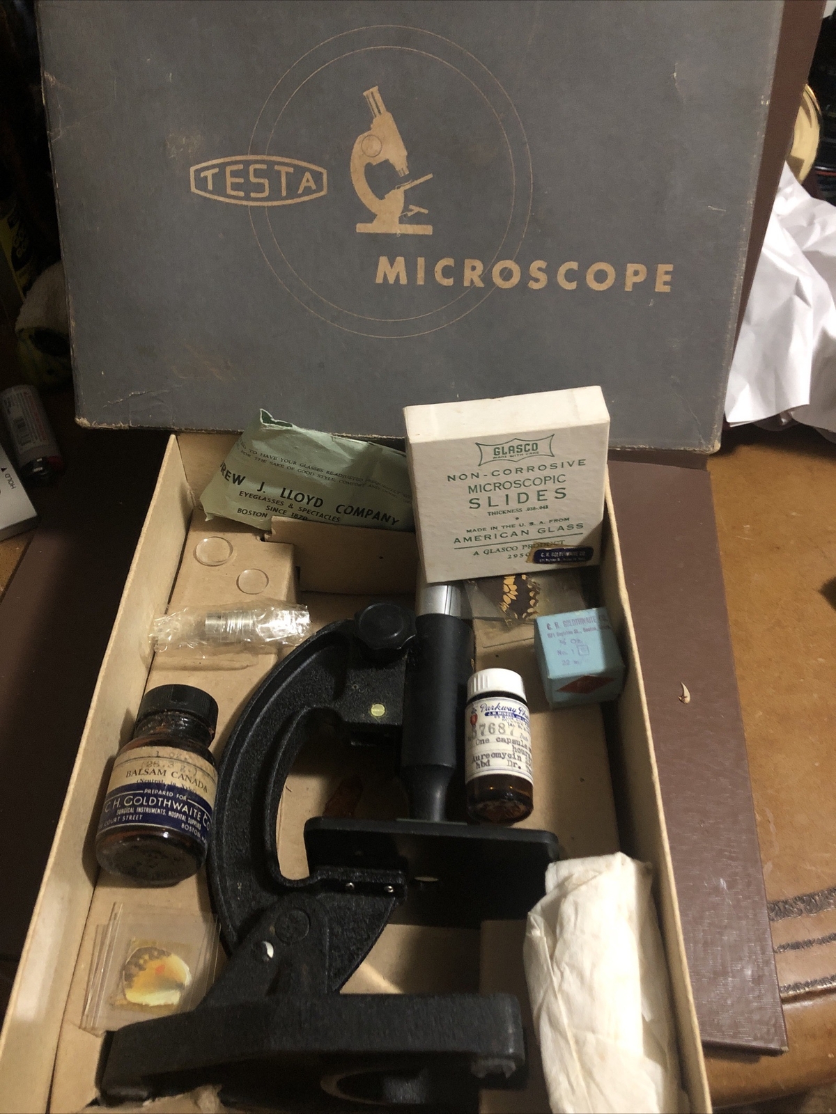 Stunning Antique Testa Microscope With All The Accessories In Original ...