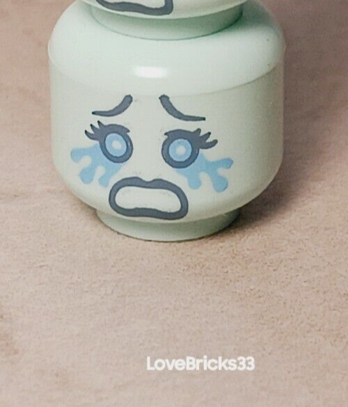 New LEGO Blue Head Aqua PRINTED Face Water TEARS Wailing Crying Lost ...
