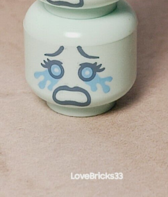 New LEGO Blue Head Aqua PRINTED Face Water TEARS Wailing Crying Lost ...