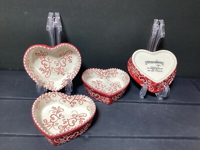Set of 4 TEMPTATIONS FLORAL LACE ROMANCE Ramekin Heart 5" 4oz (B21 ...