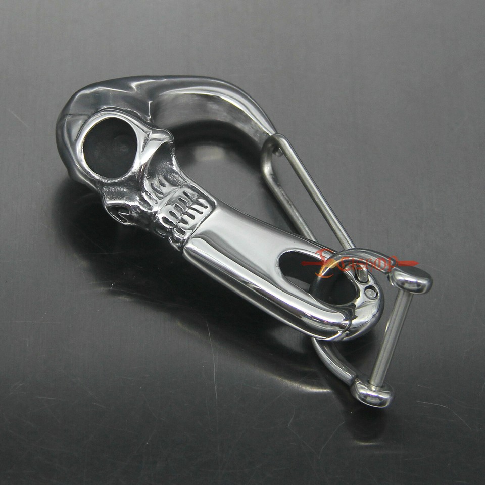 Extra Large Huge Skull Clasp Carabiner Wallet Key Chain Stainless Steel ...