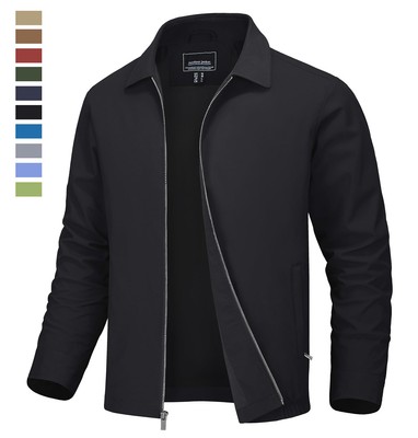 Men's Light Thin Casual Jacket Golf Sport Windbreaker Front Zip Panel ...
