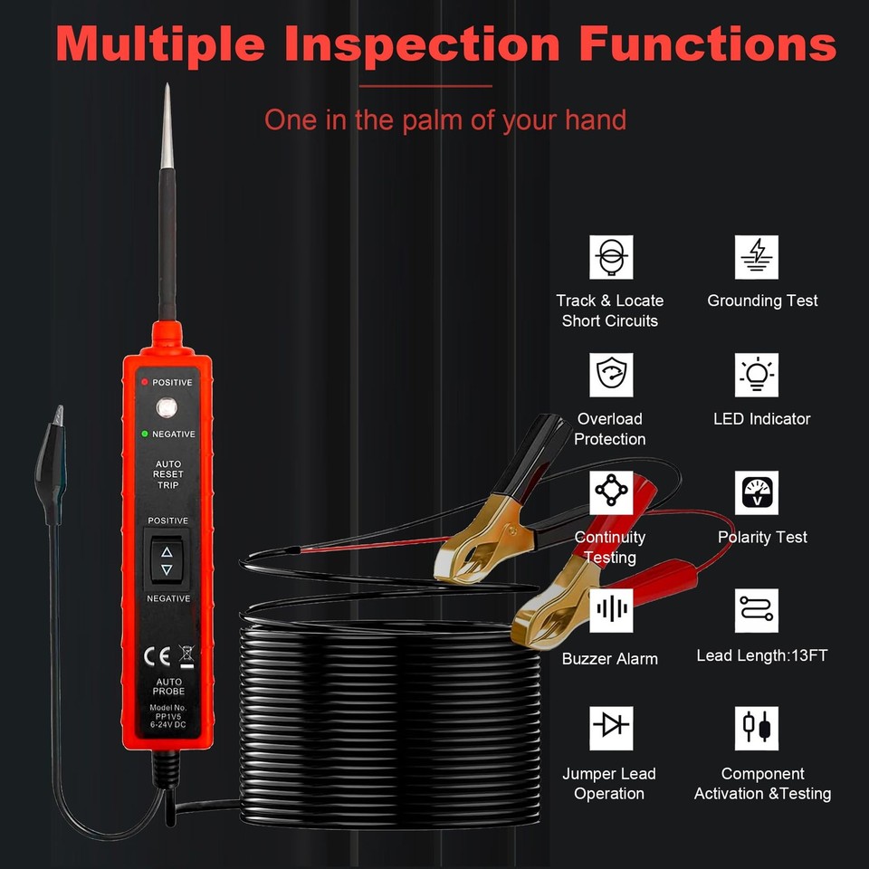 Power Circuit Probe Tester 6V-24V DC Test Light Car Fuse Tester Tool ...