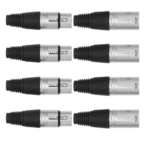 1 Set Audio Cable Plugs: Microphone Cable Connectors 3-Pin Male Female ...
