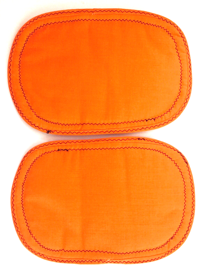 VTG HANDMADE CLOTH *Orange Patchwork Fabric* SET of 4 PLACEMATS & 2 ...