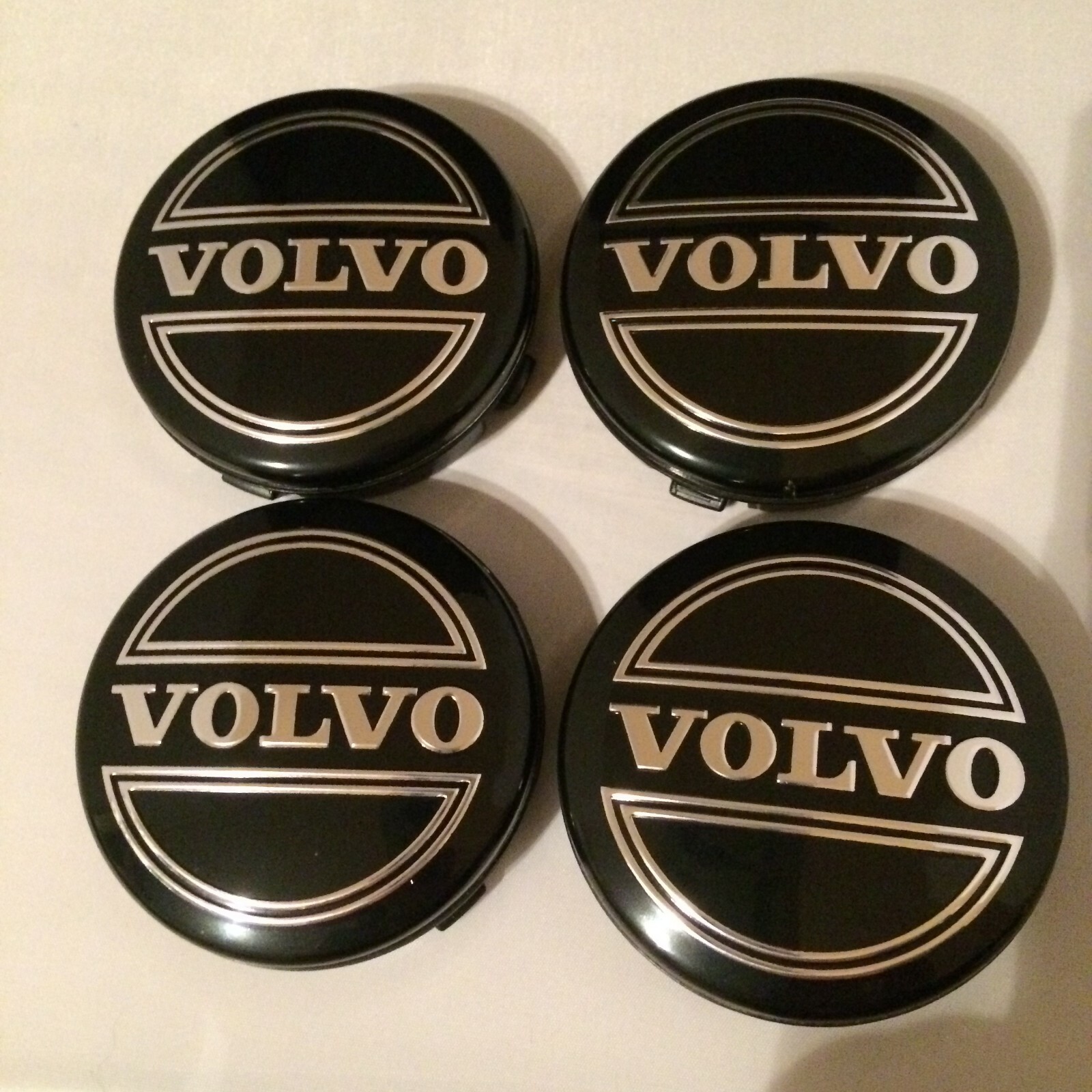 4 x Volvo 64mm Alloy Hub Wheel Centre Caps Set Emblem Top Quality Black ...