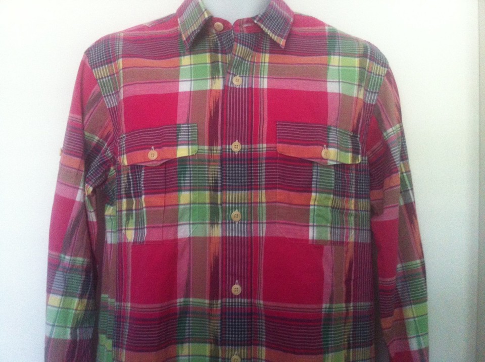 Polo Ralph Lauren Shirt Ikat Dyed Roll Tab Custom Fit Front Pockets LS ...