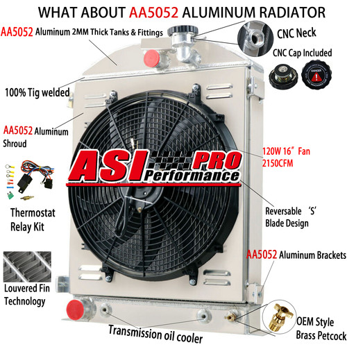 4-Row Aluminum Radiato Shroud fan Fit 1928-1931 Ford Model A V8 | eBay