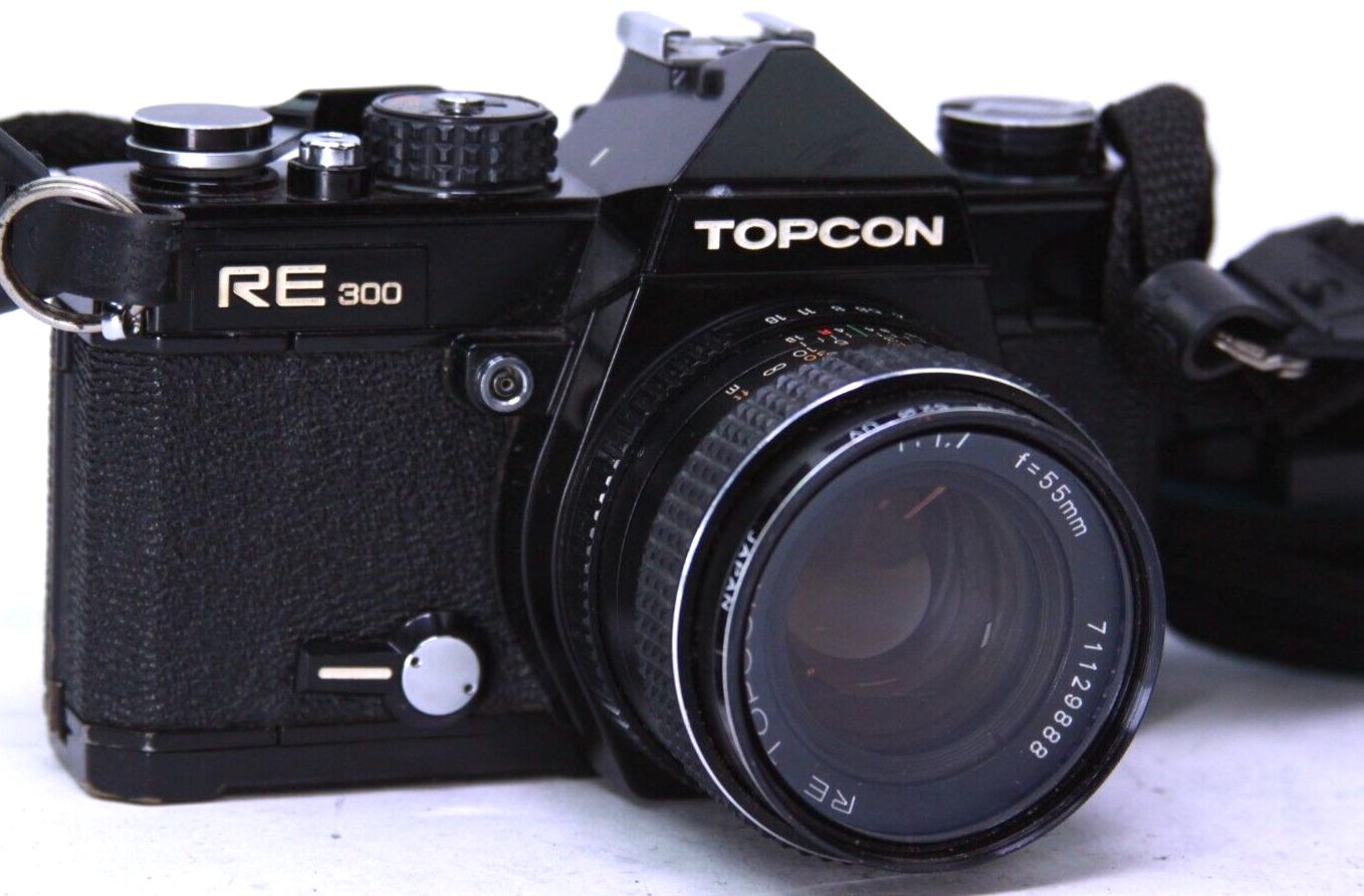 Topcon RE 300 35mm Film Manual Focus SLR Camera W 55MM 1.7 RE Topcor ...