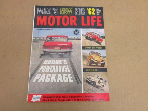 MOTOR LIFE magazine September 1961 drag race Dodge Fiat Cabriolet Volvo ...