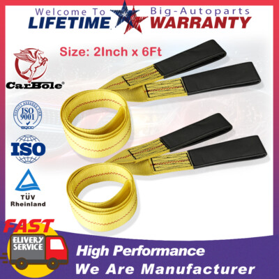 2Pack 2In x 6Ft Heavy Duty Nylon Lifting Sling Loop Tow Strap Web Lift ...