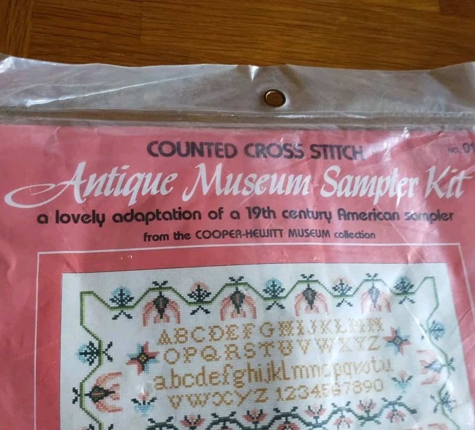 VTG Paragon ANTIQUE MUSEUM SAMPLER KIT- 0161 Counted Cross stitch 18" X ...