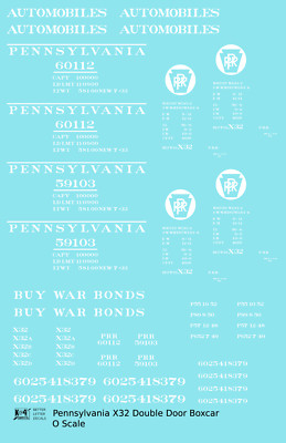 K4 O Scale Decals Pennsylvania Railroad PRR X32 50 Ft Auto Boxcar ...