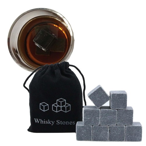 9Pcs Whiskey Stones Reusable Ice Cubes Refreezable Gift Set Marble Ice ...