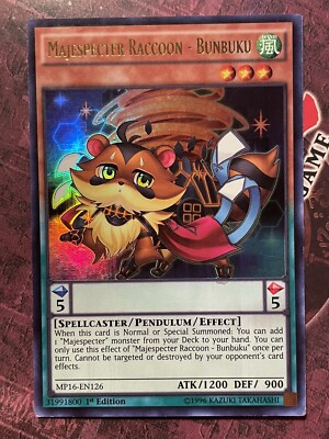 Majespecter Raccoon - Bunbuku - MP16-EN126 - Ultra Rare - 1st Edition ...