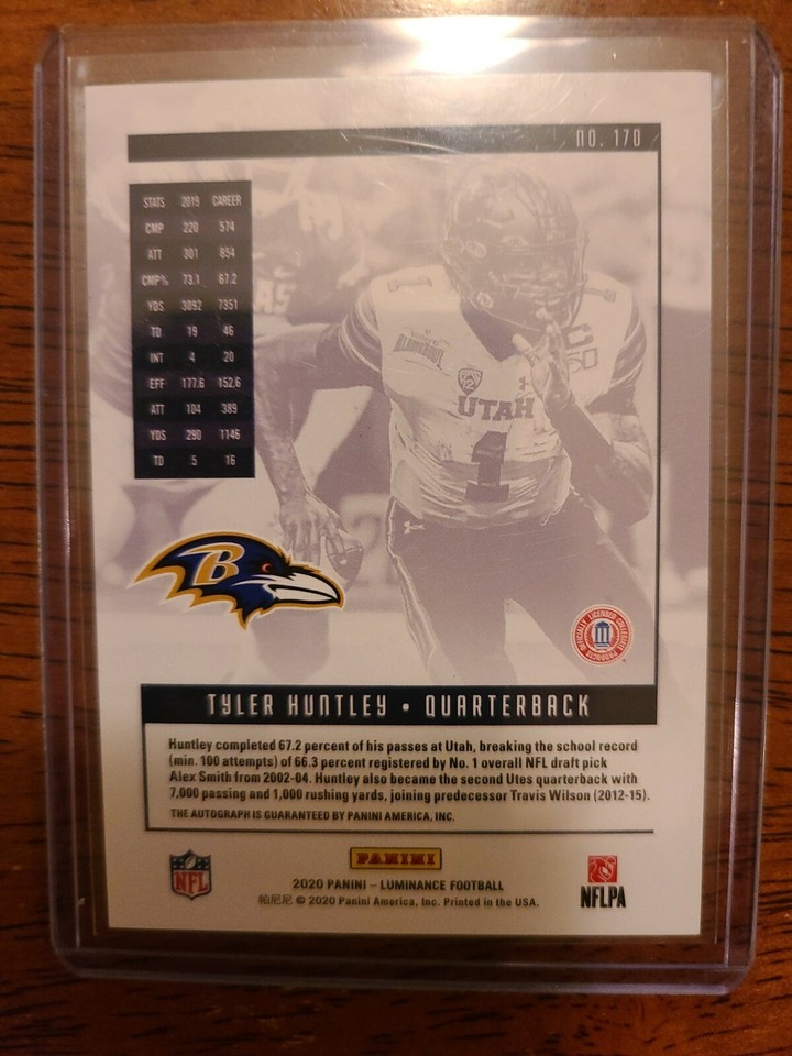 Tyler Huntley Rookie Auto #126/199 2020 Luminance Football Ravens | eBay