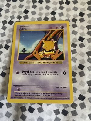 Abra - Base Set - 43/102 - Lightly Played Shadowless Common Pokemon ...