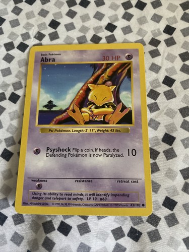 Abra - Base Set - 43/102 - Lightly Played Shadowless Common Pokemon ...