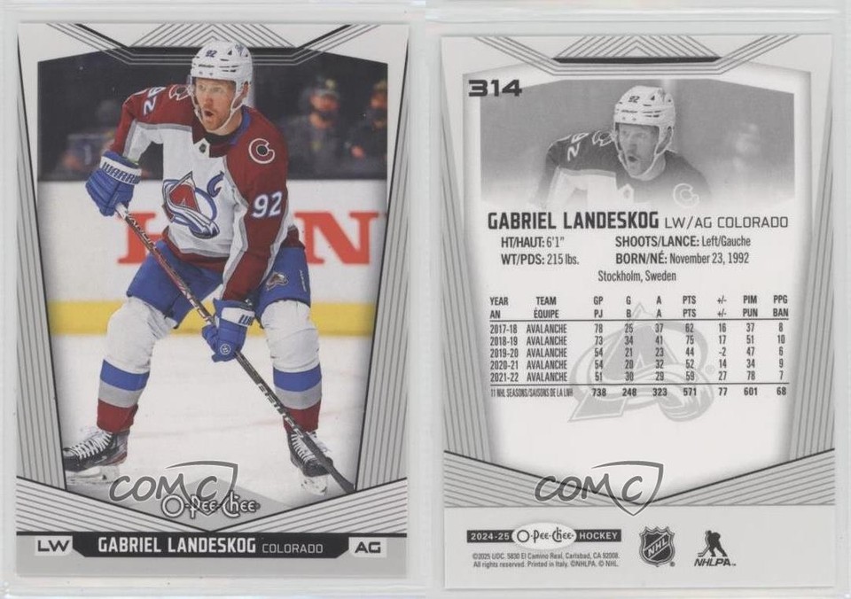 2024-25 O-Pee-Chee Gabriel Landeskog #314 2o7 | eBay UK