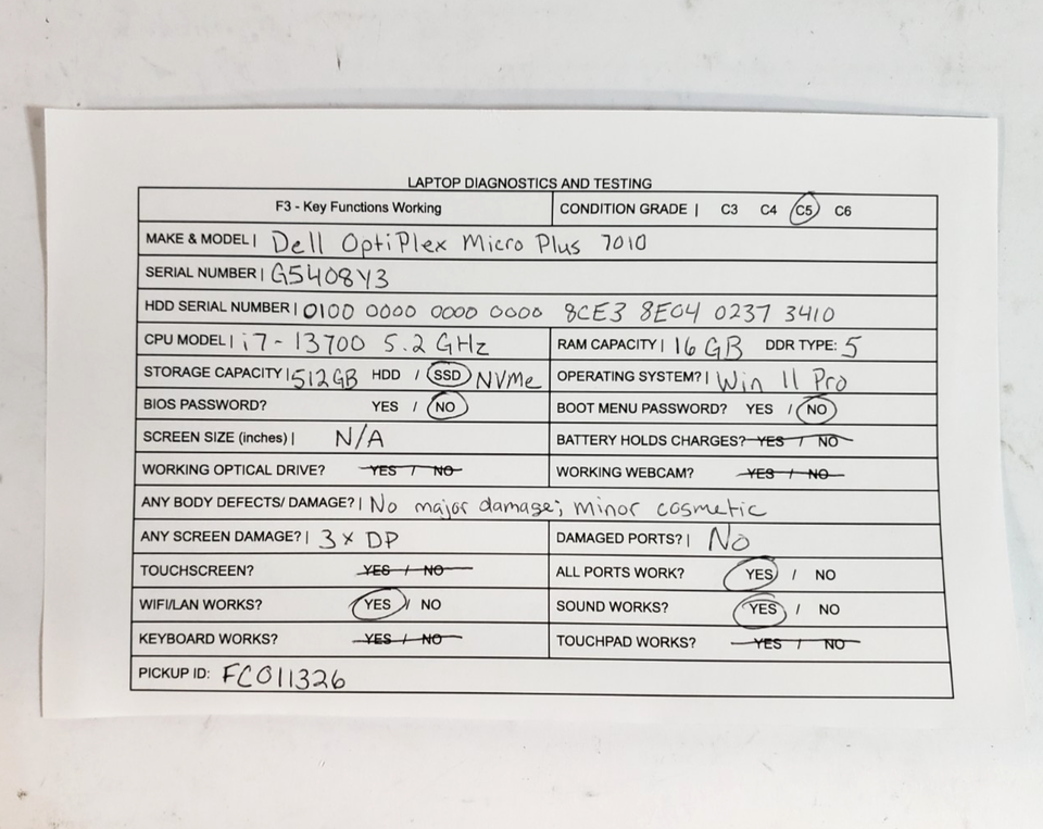 Dell Optiplex Micro Plus 7010 Intel Core i7-13700 16GB RAM 512GB SSD ...